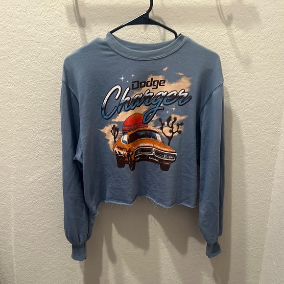 Dodge | Sweaters | Dodge Charger Blue Cropped Sweatshirt | Poshmark